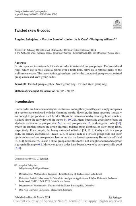 twisted skew g codes