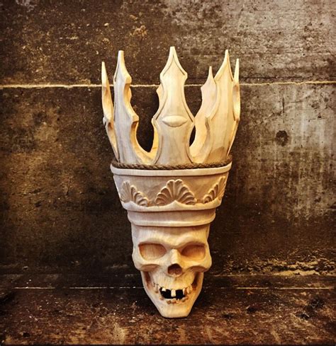 Wooden Skull Carved Out Of One Piece Moinat Masken Arthur Moinat