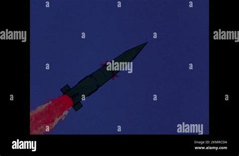 1970s Animation Diagram Shows Missile Flight Missile Separates Missile Stock Video Footage