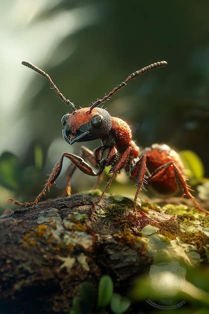 Realistic Ant In Its Natural Habitat Premium Ai Generated Image