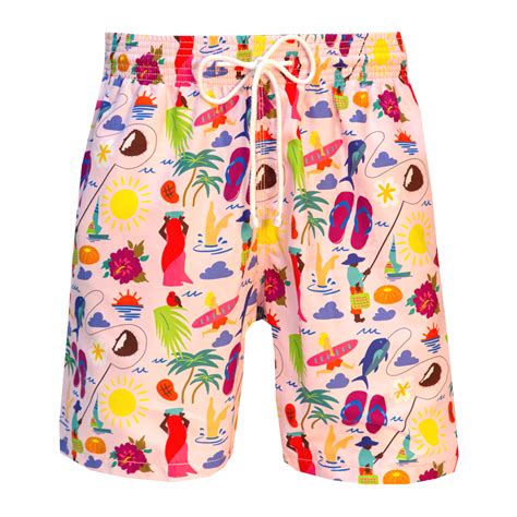 Men Swimwear Local Moris Pink Aqua Swimwear
