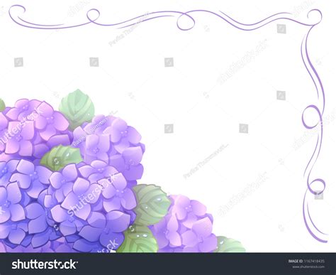 Vector Illustration Border Frame Hydrangea Flower เวกเตอร์สต็อก ปลอด