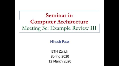 Seminar In Computer Architecture Meeting 3c Example Review Iii Reaper Eth Zürich Spring