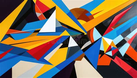 Discover Geometric Abstract Art With Vibrant Colors For A Dynamic Visual Experience Aig62 Stock