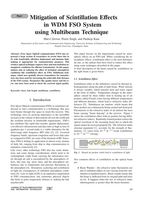 Pdf Mitigation Of Scintillation Effects In Wdm Fso System Using Multibeam Technique