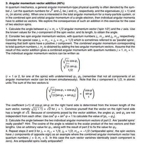 Angular Momentum Vector Addition In Quantum Chegg