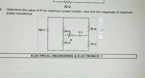 20 Determine The Value Of R For Maximum Power StudyX