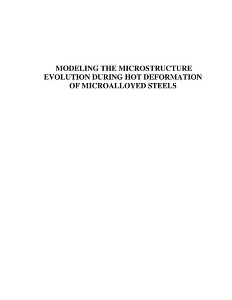 Pdf Modeling The Microstructure Evolution During Hot Deformation Of