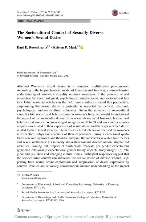 The Sociocultural Context Of Sexually Diverse Womens Sexual Desire