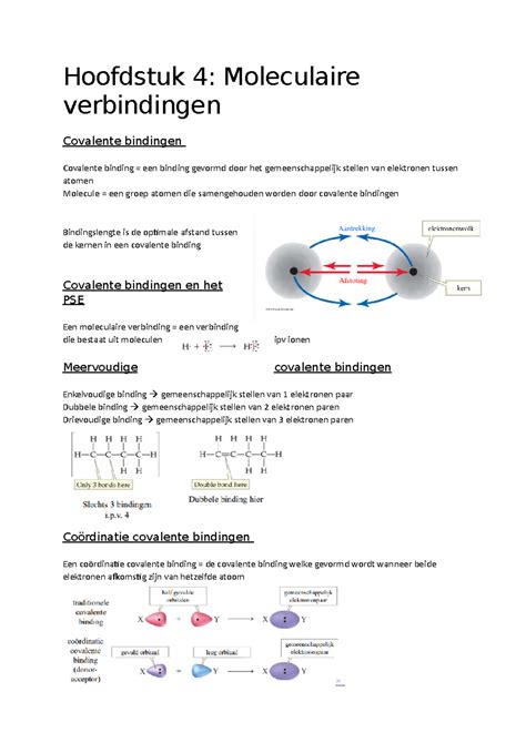 Hoofdstuk 4 Chemie Hoofdstuk 4 Moleculaire Verbindingen Covalente