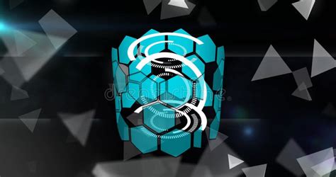 Rotating Hexagonal Shapes And Circles Futuristic Animation Over Dark Background Stock Footage