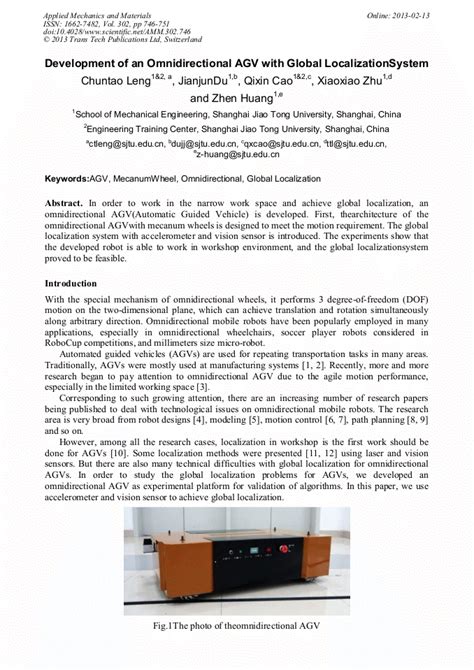 Development Of An Omnidirectional Agv With Global Localization System Scientificnet