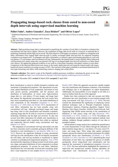 PDF Propagating Image Based Rock Classes From Cored To Non Cored Depth Intervals Using