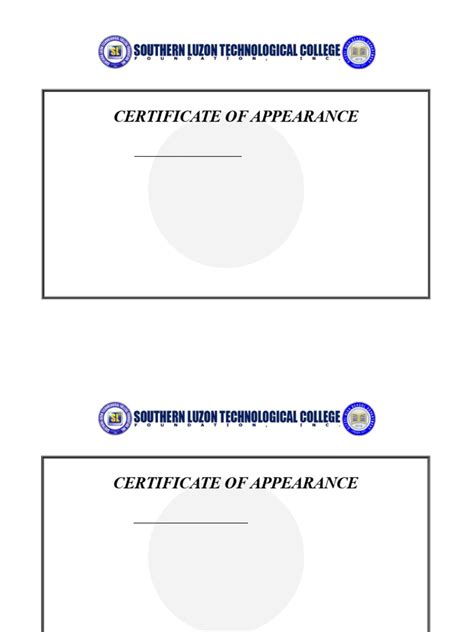 Certificate Of Appearance Pdf