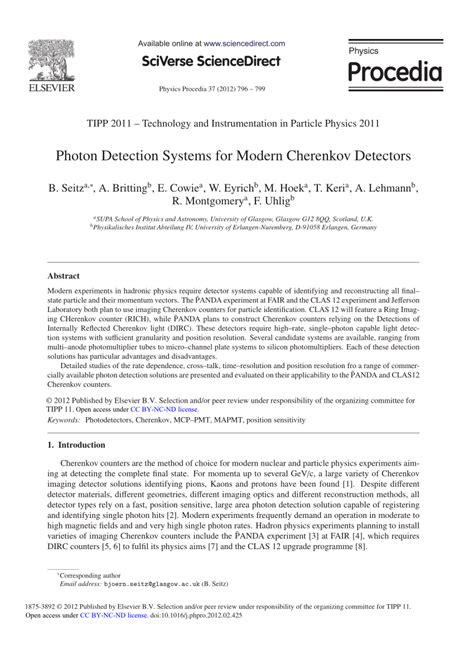 Pdf Photon Detection Systems For Modern Cherenkov Detectors