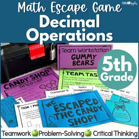 Decimal Operations Math Escape Game Etsy