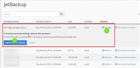 instructions to restore data on hosting at azdigi