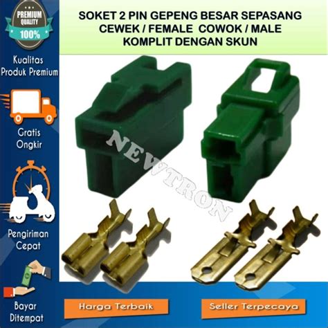 Isi 5 Set Soket Socket Konektor Kabel 2 Pin Besar Motor Mobil Warna