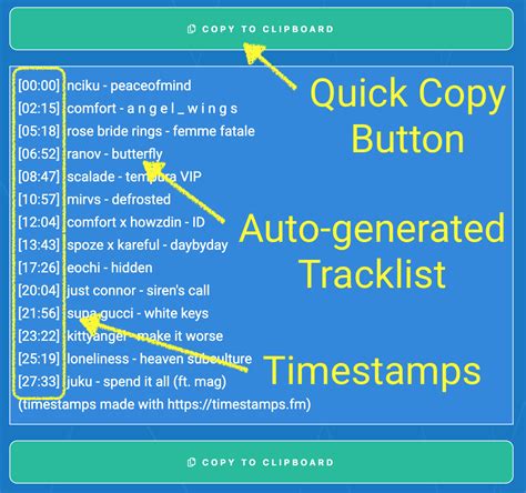 Timestamps Auto Generate A Timestamped Tracklist For A Dj Mix