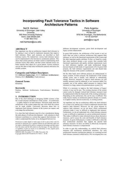 PDF Incorporating Fault Tolerance Tactics In Software Architecture Patterns