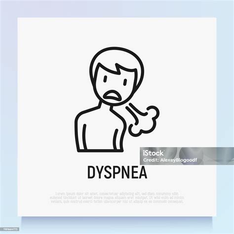 호흡 곤란 얇은 라인 아이콘입니다 짧은 호흡 천식 증상 현대 벡터 그림입니다 건강관리와 의술에 대한 스톡 벡터 아트 및 기타 이미지 건강관리와 의술 기침하기 날씬한