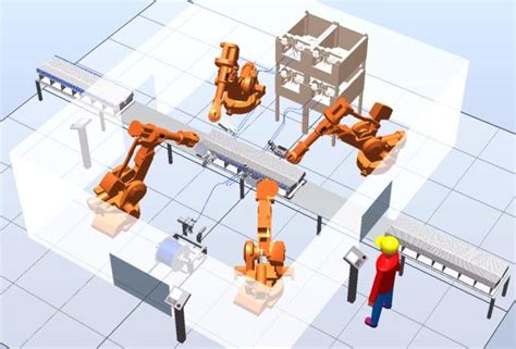 a simulation snapshot of the suggested robotized cable winding cell