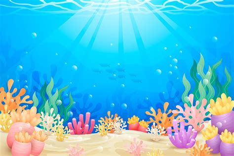 Vida Marina Underwater Scene With Corals And Seaweed Mario