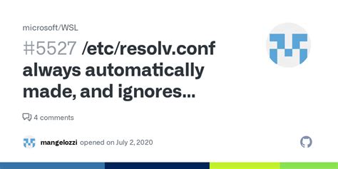 Etc Resolv Conf Always Automatically Made And Ignores Etc Wsl Conf Issue Microsoft