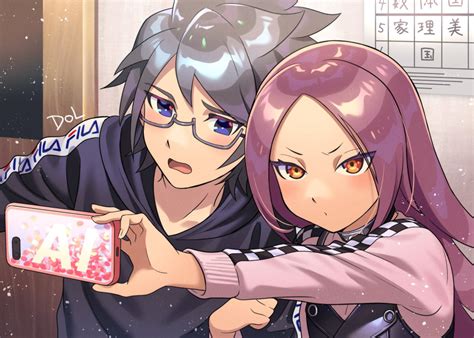 Safebooru 1boy 1girl Black Hoodie Blue Eyes Brother And Sister