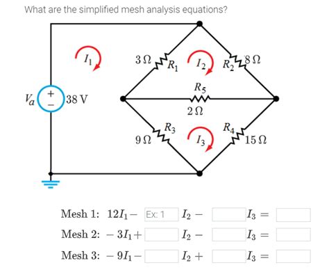 Solved What Are The Simplified Mesh Analysis Equations Chegg Com