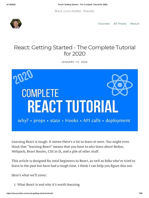 React Getting Started The Complete Tutorial For 2020 Pdf Software Hypertext