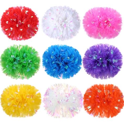 炫彩七彩亚光手柄花球运动会拉拉队手拿花啦啦花球课间操舞蹈道具 虎窝淘