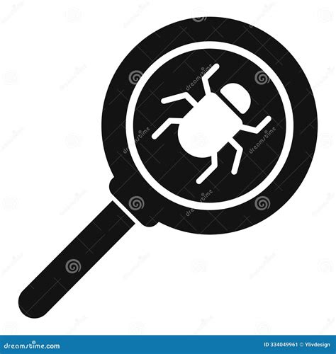 Magnifying Glass Focusing On A Computer Bug Representing Cybersecurity Threat Stock Vector
