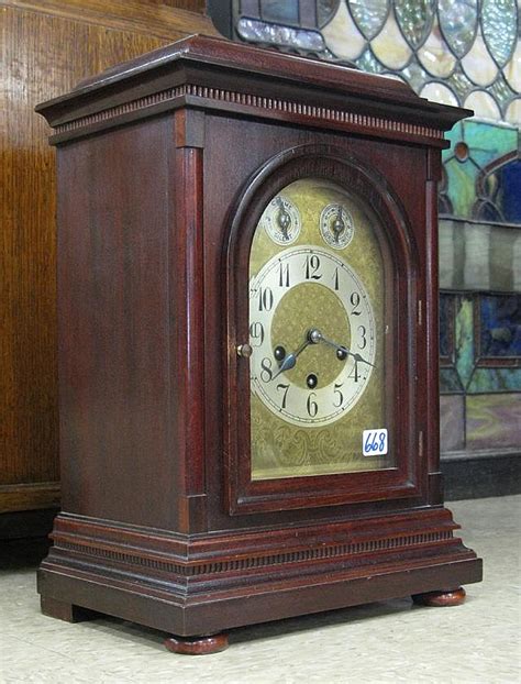 Lot Mahogany Case Bracket Clock Junghans Clock Co