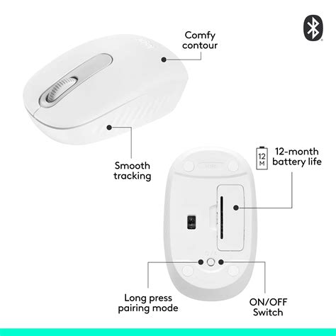 Logitech M196 Lightweight Bluetooth Wireless Mouse Compact 3 Button Ambidextrous Mouse With