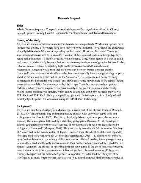 Pdf Whole Genome Sequence Comparison Analysis Between Turritopsis Dohrnii And Its Closely