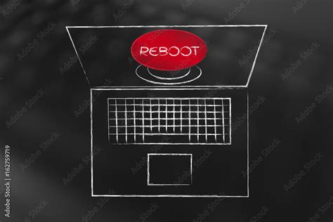 Laptop With Big Red Reboot Button On Screen Stock Illustration Adobe Stock