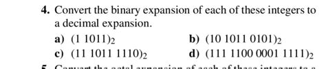 solved 4 convert the binary expansion of each of these