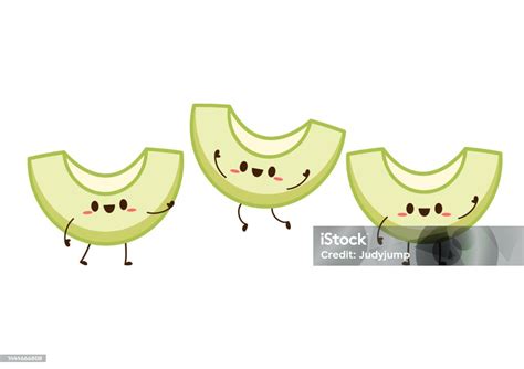 Conception Des Personnages Melon Melon Sur Fond Vert Dessin Animé Melon Vecteurs Libres De