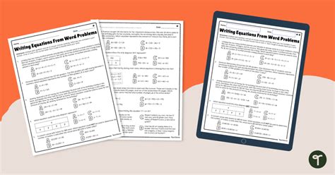 Writing Equations Worksheet Teach Starter Worksheets Library