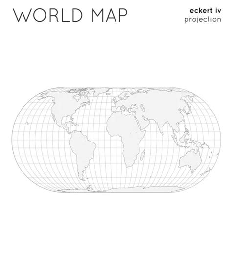 World Map Globe Equirectangular Plate Carree Projection Graticule Lines Style Stock Vector By