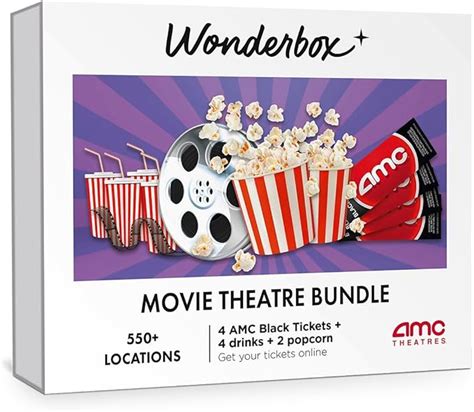 Amazon.com : Wonderbox – AMC Movie Theatres Bundle - 4 Black Tickets + 4 Drinks + 2 Popcorn ...