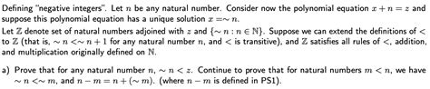 Solved Defining Negative Integers Let N Be Any Natural Chegg