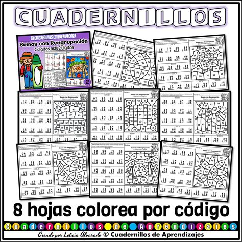 Sumas 2 Dígitos Más 2 Dígitos Con Reagrupación Colorea Código