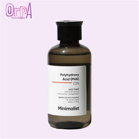 Minimalist Polyhydroxy Acid Pha 03 Face Toner 150ml Orpa