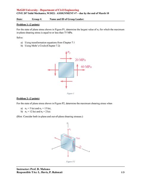 Assignment 7 Cive207 W22 Mcgill University Department Of Civil