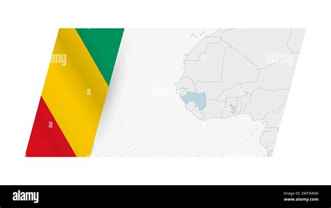 Guinea Map In Modern Style With Flag Of Guinea On Left Side Vector Illustration Of A Map Stock