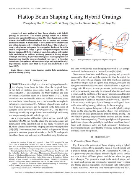 Pdf Flattop Beam Shaping Using Hybrid Gratings