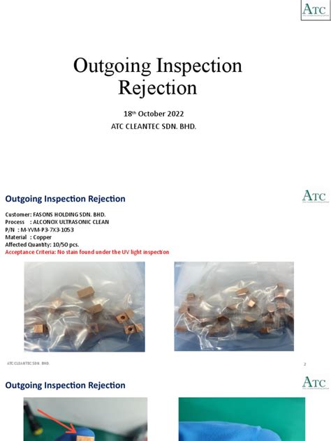 Nik Present 1 Outgoing Inspection Rejection Pdf