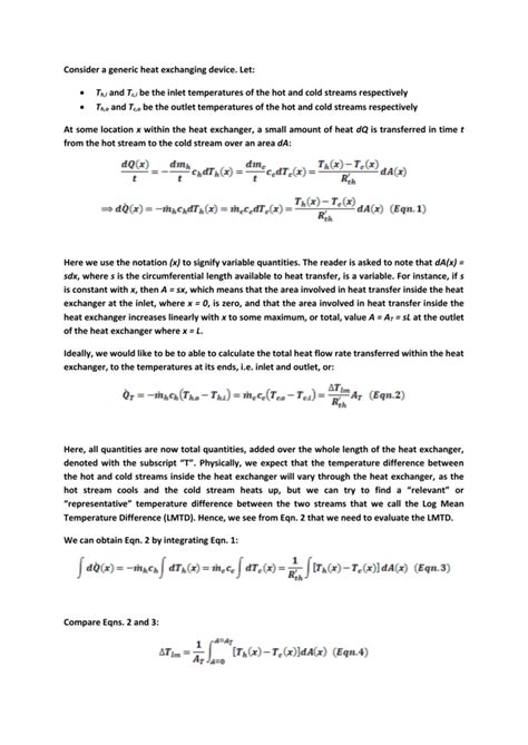 Derivation Of Log Mean Temperature Difference Heat Exchanger